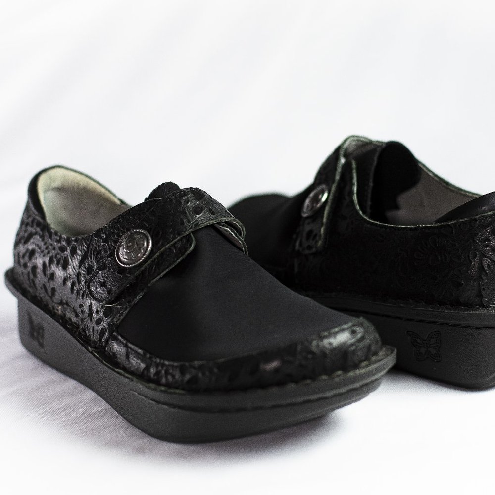 Alegria New Dena Embossed Leather Neoprene Clog Shoes… - Gem